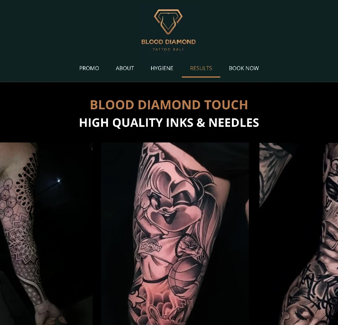 Blood Diamond Tattoo Landing Page Website - HEMA-ID | Bali Creative ...